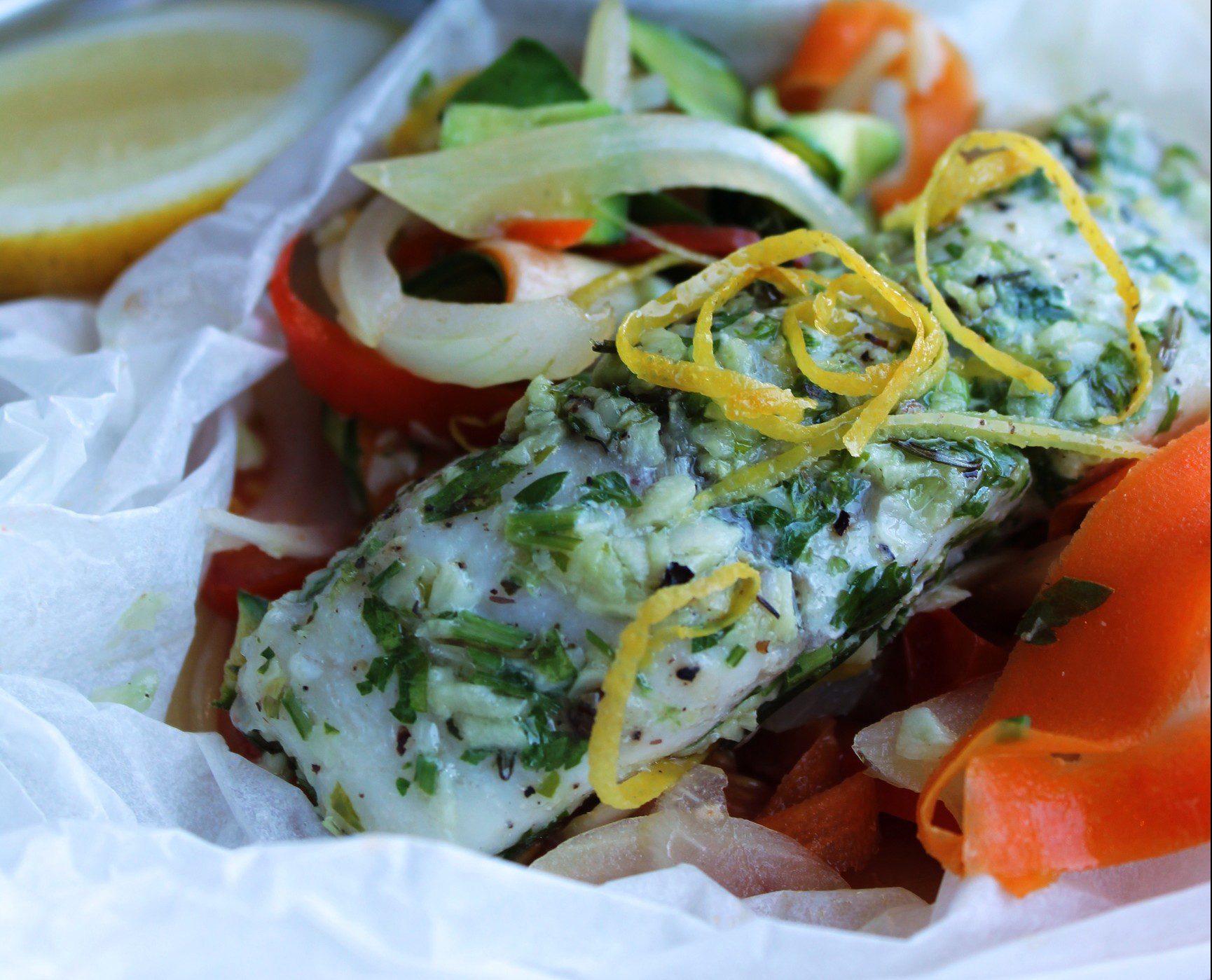 Steamed Paper Bag Fish with Warm Vegetable Salad – Dominique Rizzo ...