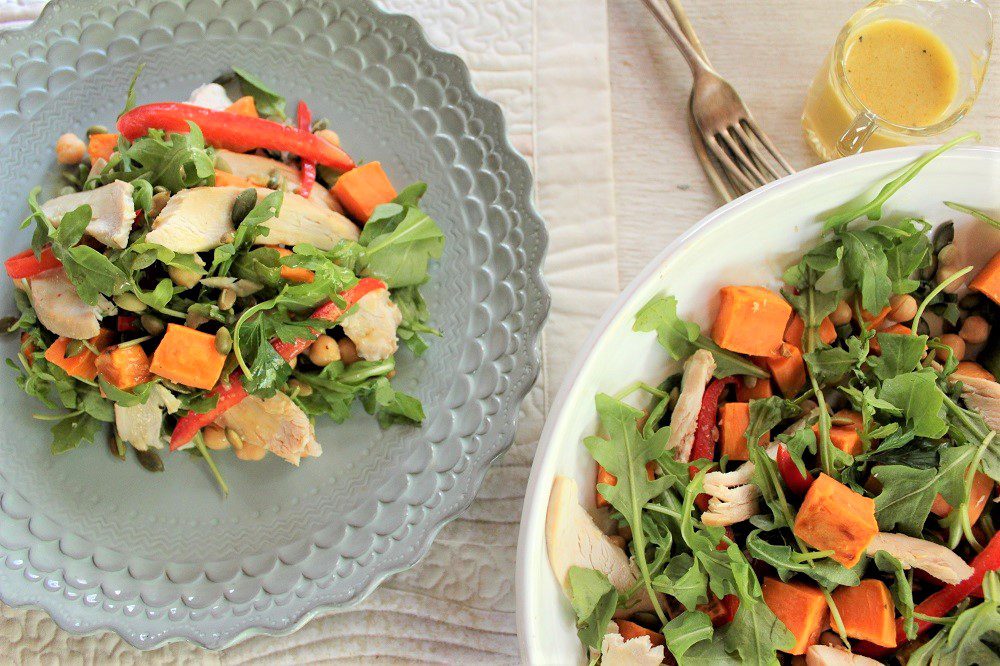 Roast Chicken, Sweet Potato and Chickpea Salad with Honey and Mustard ...